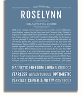 Roselynn Personalized Name Meaning Art Prints – Name Stories