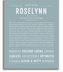 Roselynn Personalized Name Meaning Art Prints – Name Stories
