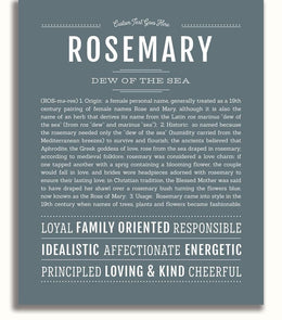 Rosemary Personalized Name Meaning Art Prints – Name Stories
