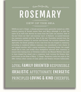 Rosemary Personalized Name Meaning Art Prints – Name Stories