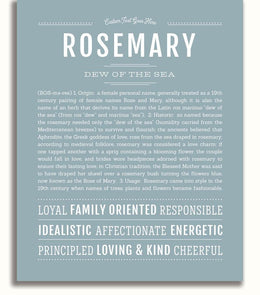 Rosemary Personalized Name Meaning Art Prints – Name Stories