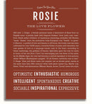 Rosie Personalized Name Meaning Art Prints – Name Stories