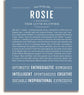 Rosie Personalized Name Meaning Art Prints – Name Stories
