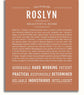 Roslyn Personalized Name Meaning Art Prints – Name Stories
