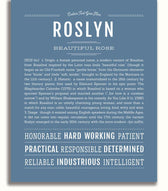 Roslyn Personalized Name Meaning Art Prints – Name Stories