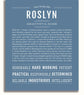Roslyn Personalized Name Meaning Art Prints – Name Stories