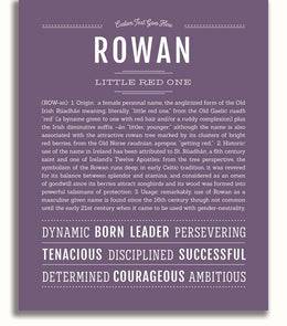 Rowan Personalized Name Meaning Art Prints – Name Stories