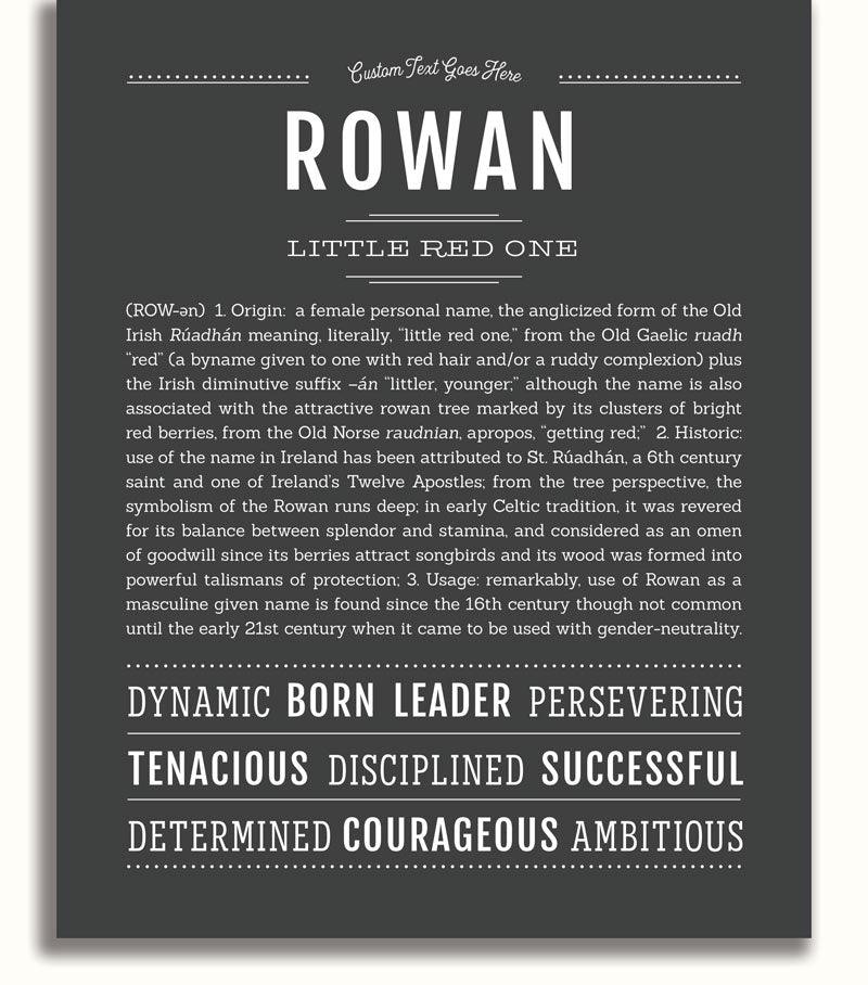 Rowan Personalized Name Meaning Art Prints – Name Stories