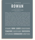 Rowan Personalized Name Meaning Art Prints – Name Stories