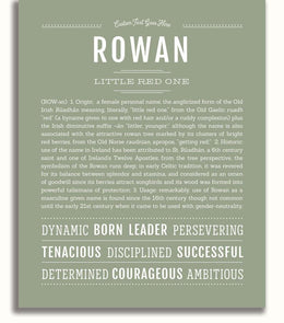Rowan Personalized Name Meaning Art Prints – Name Stories