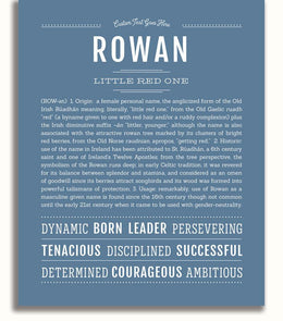 Rowan Personalized Name Meaning Art Prints – Name Stories