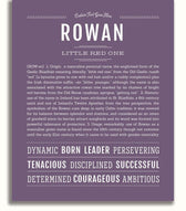 Rowan Personalized Name Meaning Art Prints – Name Stories
