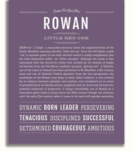 Rowan Personalized Name Meaning Art Prints – Name Stories