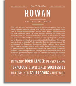 Rowan Personalized Name Meaning Art Prints – Name Stories