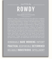 Rowdy Personalized Name Meaning Art Prints – Name Stories