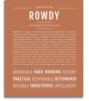 Rowdy Personalized Name Meaning Art Prints – Name Stories