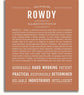 Rowdy | Name Art Print – Name Stories