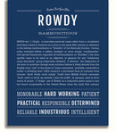 Rowdy Personalized Name Meaning Art Prints – Name Stories