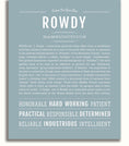 Rowdy | Name Art Print – Name Stories