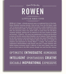 Rowen (female) | Name Art Print – Name Stories