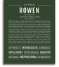 Rowen Personalized Name Meaning Art Prints – Name Stories