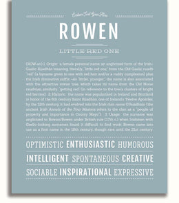 Rowen Personalized Name Meaning Art Prints – Name Stories
