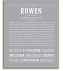 Rowen Personalized Name Meaning Art Prints – Name Stories