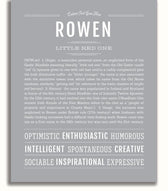 Rowen Personalized Name Meaning Art Prints – Name Stories