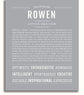 Rowen Personalized Name Meaning Art Prints – Name Stories
