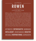 Rowen Personalized Name Meaning Art Prints – Name Stories