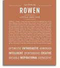 Rowen Personalized Name Meaning Art Prints – Name Stories
