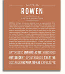 Rowen Personalized Name Meaning Art Prints – Name Stories