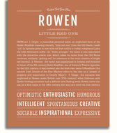 Rowen Personalized Name Meaning Art Prints – Name Stories