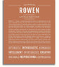 Rowen Personalized Name Meaning Art Prints – Name Stories