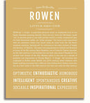Rowen Personalized Name Meaning Art Prints – Name Stories