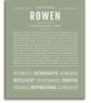 Rowen Personalized Name Meaning Art Prints – Name Stories