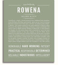 Rowena | Name Art Print – Name Stories