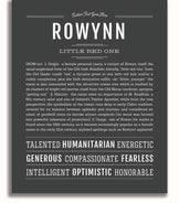 Rowynn Personalized Name Meaning Art Prints – Name Stories