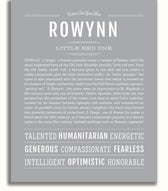 Rowynn Personalized Name Meaning Art Prints – Name Stories