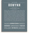 Rowynn Personalized Name Meaning Art Prints – Name Stories