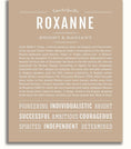 Roxanne Personalized Name Meaning Art Prints – Name Stories