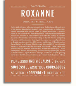 Roxanne Personalized Name Meaning Art Prints – Name Stories