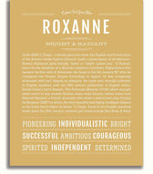 Roxanne Personalized Name Meaning Art Prints – Name Stories