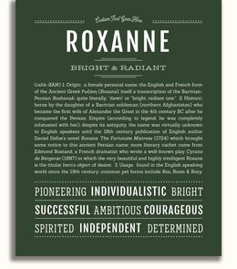 Roxanne Personalized Name Meaning Art Prints – Name Stories