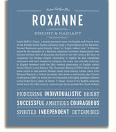 Roxanne Personalized Name Meaning Art Prints – Name Stories