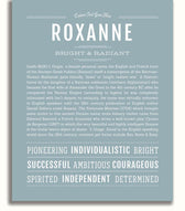 Roxanne Personalized Name Meaning Art Prints – Name Stories