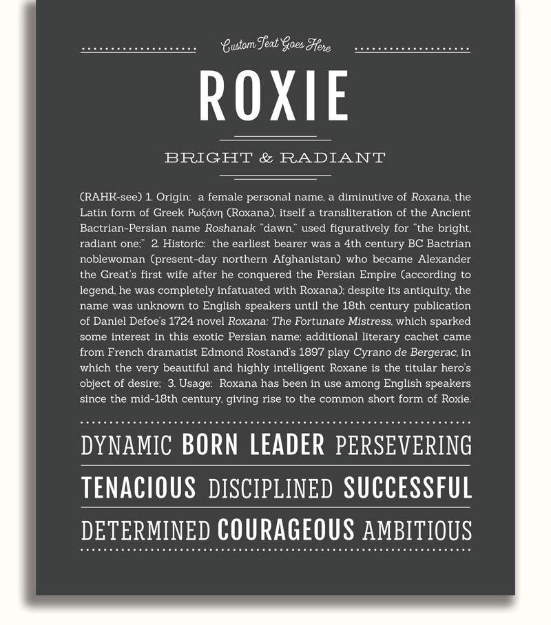 Roxie Personalized Name Meaning Art Prints – Name Stories