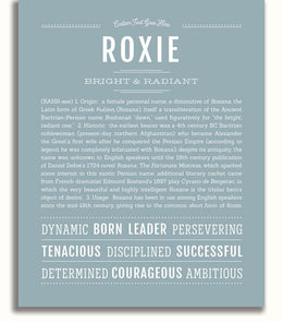 Roxie Personalized Name Meaning Art Prints – Name Stories