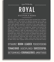 Royal Personalized Name Meaning Art Prints – Name Stories
