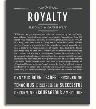Royalty Personalized Name Meaning Art Prints – Name Stories